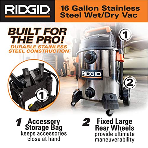 16 Gallon Stainless Steel Wet/Dry Vac With Cart
