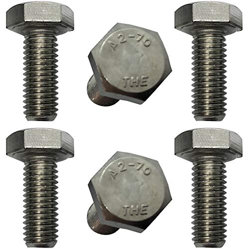 6mm x 35mm - 1.25 Pitch - 304 Stainless Steel Bolt - A2-70, Full Thread, Bright Finish, Machine Thread-Metric Includes Bolts + Nuts + WASHERS (20)