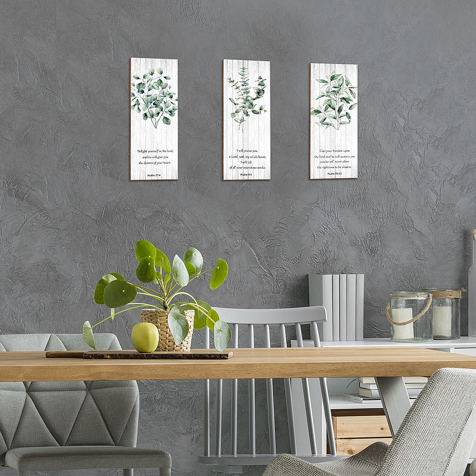 3 Pieces Bible Verses Wall Art Decor Christian Wall Art Wooden Christian Decorations for Home Rustic Christian Room Decor Farmhouse Scripture House Decor Christian Posters, 10 x 4 Inches