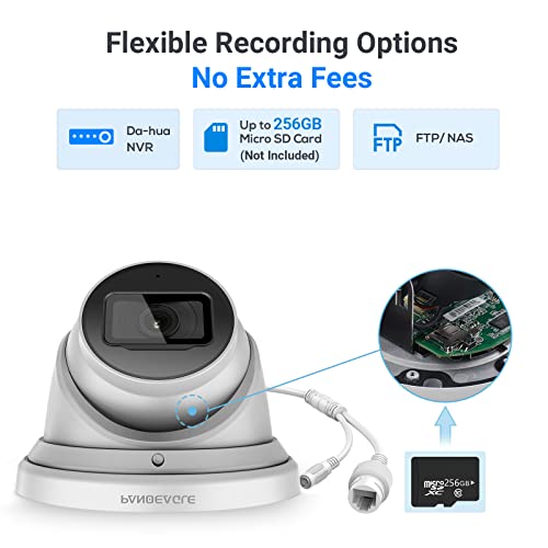 PANOEAGLE Starlight 8MP POE IP Camera Turret, Outdoor 4K Security Camera with Human Vehicle Detection, Built-in Mic, SD Card Slot, 98ft IR Night Vision, 2.8mm Wide Angle Lens, IP67 Waterproof, IVS