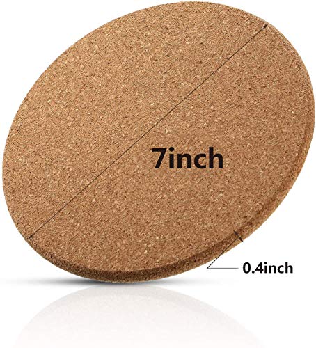 Aligeneral 8-Pack Cork Trivet Set, Cork Coasters- Round Corkboard Placemats Kitchen Hot Pads for Hot Pots, Pans, and Kettles, 7 x 7 x 0.4 Inches