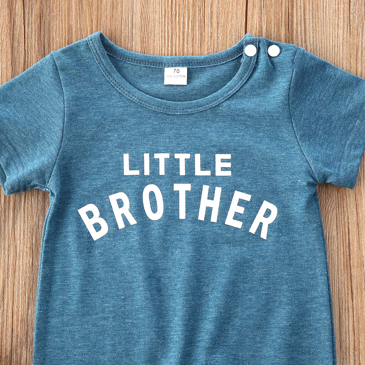 hwojjha Newborn Baby Boy Romper Clothe, Little Brother Romper Short Sleeve Jumpsuits One Piece Outfit (blue, 0-3 months)