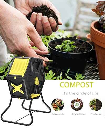 18.5 Gal Tumbling Compost Bin from BPA Free Material - Outdoor Single Rotating Chamber Composters,with Easy-Turn, Fast-Working System for Garden/Patio