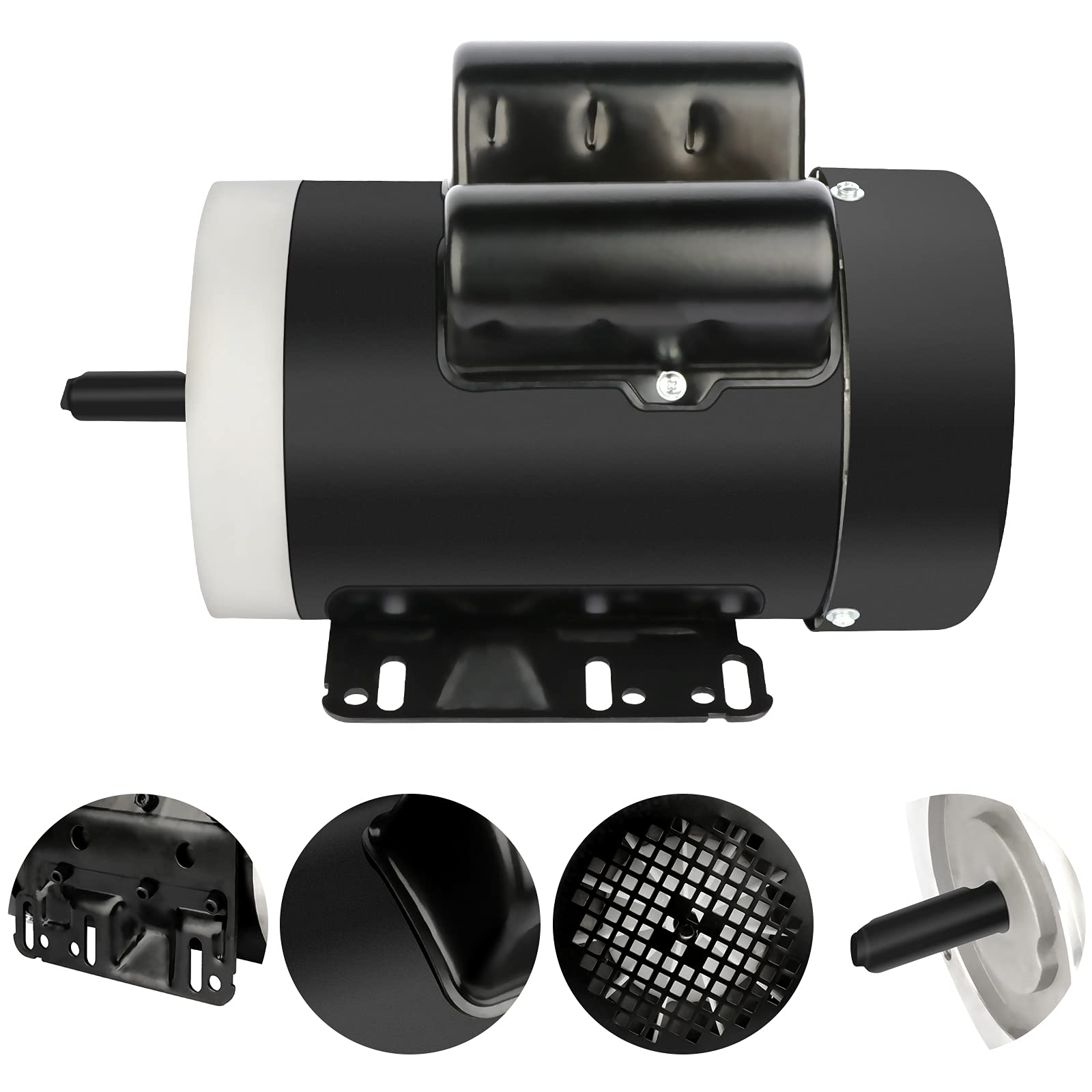 2HP Electric Motor 3450 RPM General Purpose Single Phase Motor 56C Frame 115V/230V 5/8" Shaft Diameter Rolled Steel Shell TEFC 60HZ
