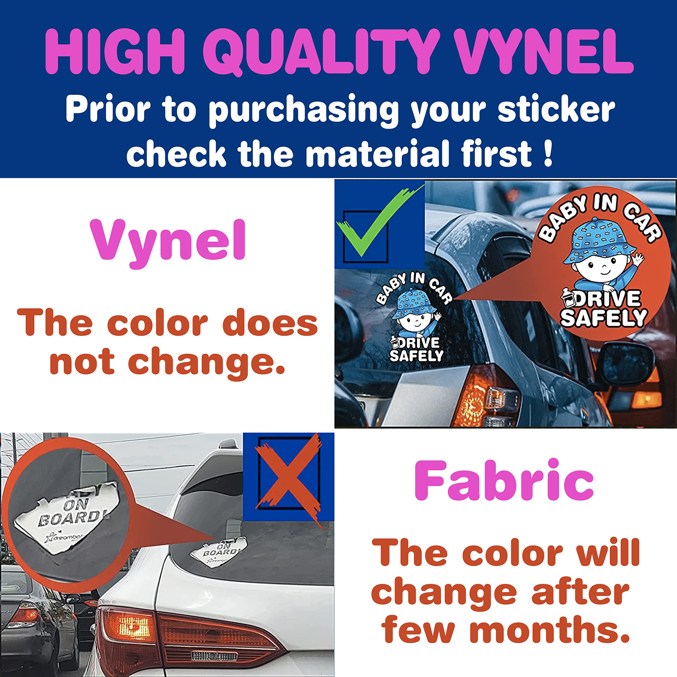 6 Pieces (2 Stickers Plus 4 Reflective Warning Open Door Sign), High Visibility, Baby in Car Sticker and Warning Open Door Sign, Baby on Board Sticker, Drive Safely Sticker