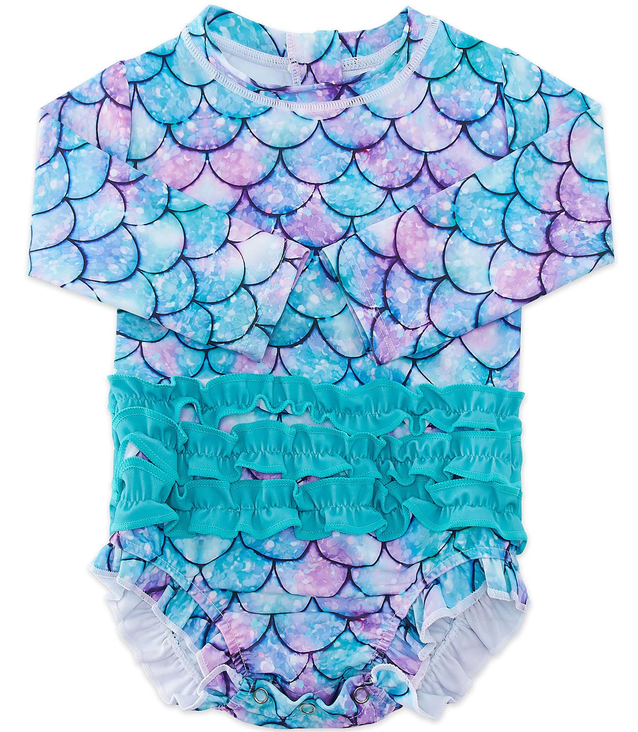 BFUSTYLE Baby Toddler Girls Long Sleeve One Piece Mermaid Swimsuit with UPF 50+ Sun Protection Purple Aqua Mint Lavender Jasper 3-6 Months