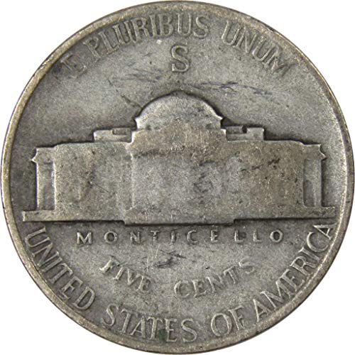 1943 S Jefferson Wartime Nickel AG About Good 35% Silver 5c US Coin Collectible