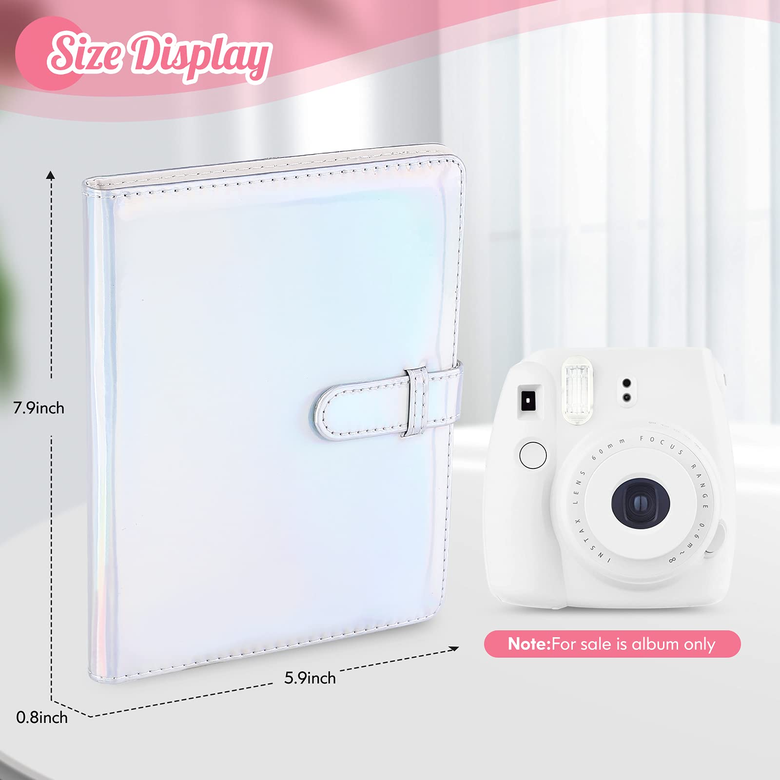 Ablus 128 Pockets Mini Photo Album for Fujifilm Instax Mini 7s 8 8+ 9 11 25 26 50s 70 90 Instant Camera(Magic silver)