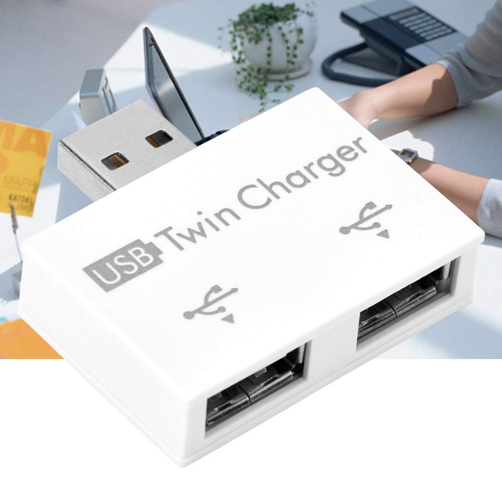 Bewinner USB2.0 Hub, Aluminum Alloy + PC Small/Portable/Rugged//Transparent Connection Adapter Converter Separator with Two USB Ports-Connected