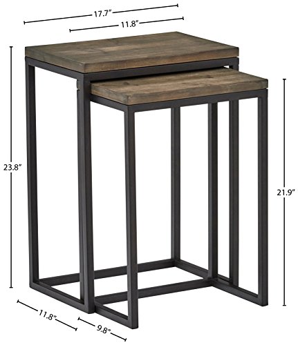 Amazon Brand β Stone & Beam Weston Wood & Metal Nesting Tables, Set of 2, Brown