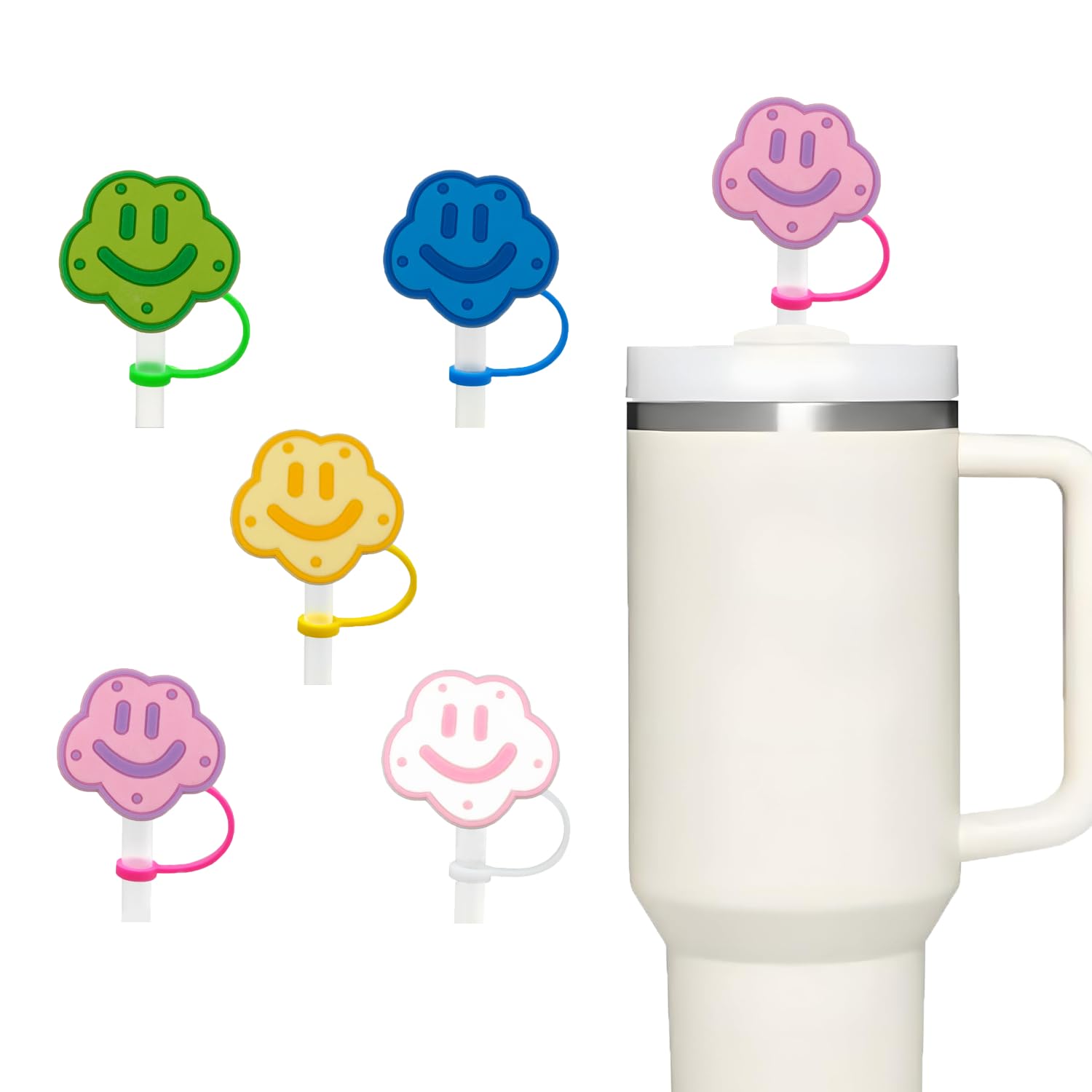 10mm Straw Cover for Stanley Cup, 12PCS Silicone Straw Topper Compatible with Stanley 30&40 Oz Tumbler with Handle, Dust-Proof Reusable Straw Tips (Head)