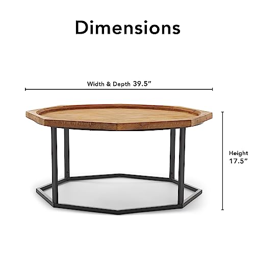 Amazon Brand – Stone & Beam Aire Rustic Octagonal Fir Wood Coffee Table, 39.5"W, Black & Natural