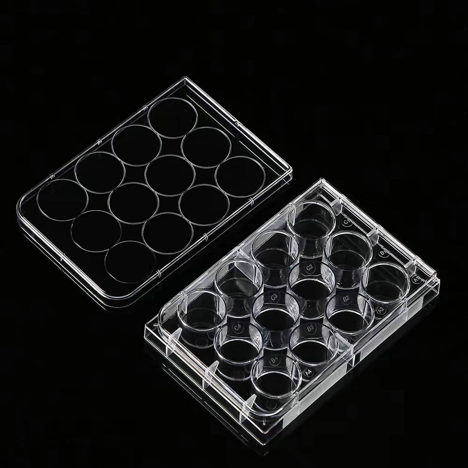 12-Well Tissue Culture Plate - Individually Wrapped, with Lid,Flat Bottom Wells(Pack of 10)