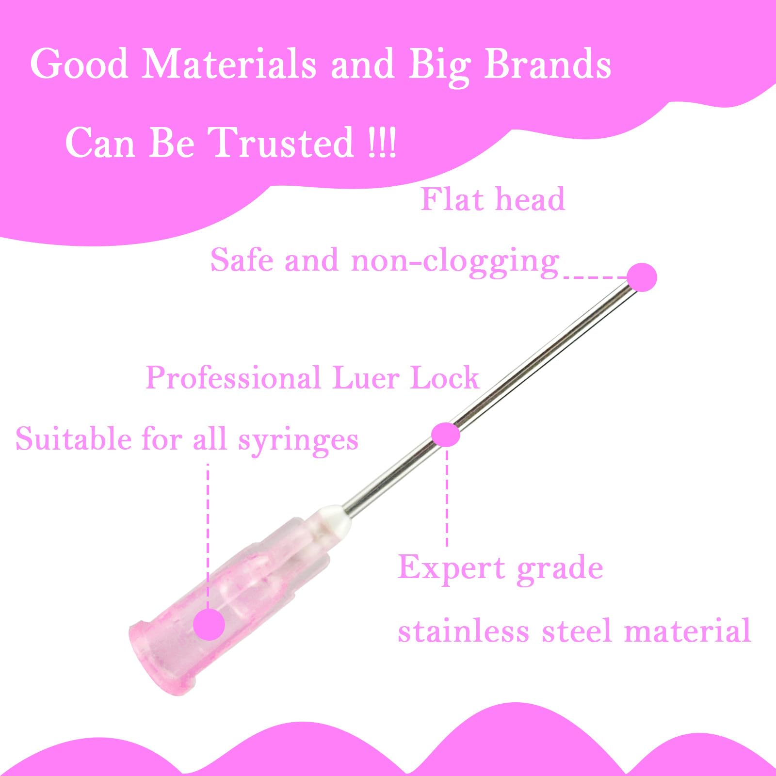 100Pack-18ga 1.5inch(38mm)Dispensing Blunt Needles,Individual Package of Injection Syringe Accessories with Luer Lock,Suitable for Refilling Liquid, Inks,Livestock and Industry
