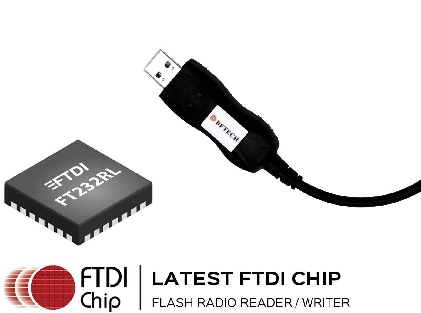 BFTECH PC03 FTDI Genuine USB Programming Cable Dual pin,for BaoFeng, Kenwood, and AnyTone Radio