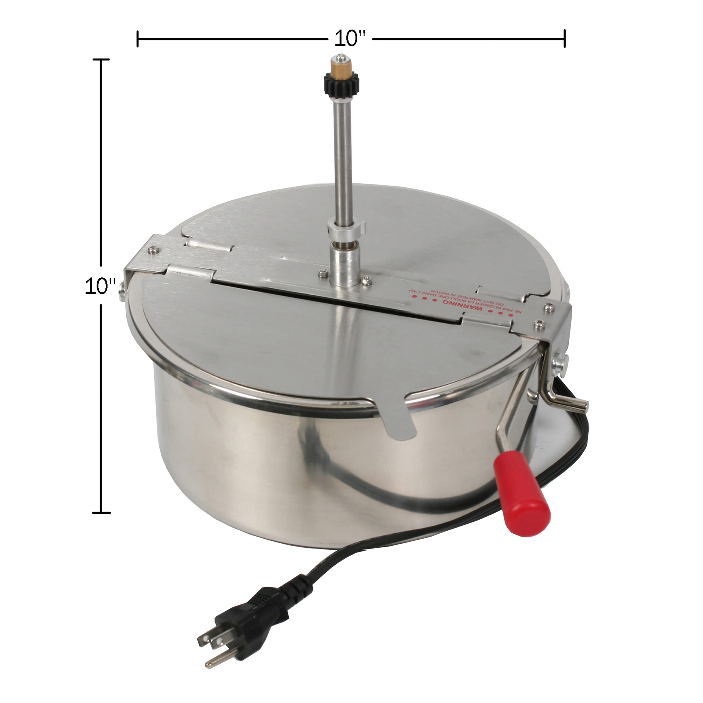 12 Oz Replacement Kettle for Popcorn Machine 1350W Kettle Popper with Lid, Stirrer, Gear Shaft, and 3-Prong Plug by Great Northern Popcorn