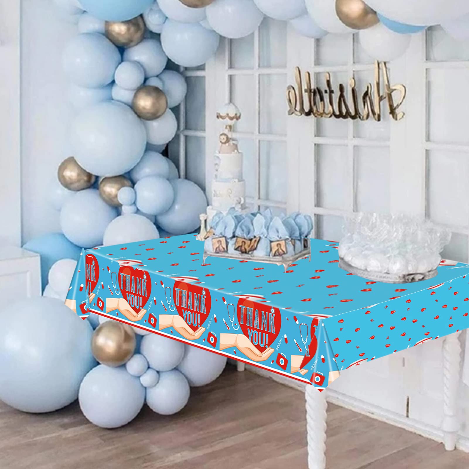 3 Pieces Nurses Appreciation Week Party Tablecloth Plastic Table Covers Rectangle Nurse Graduation Party Table Cloth for Nurse Day Nurse Birthday Party Decorations Supplies, 51 x 86.6 Inch