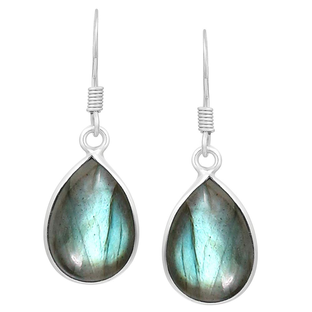 10.65 Cts Natural Labradorite Dangle Earrings For Women, Handmade Birthstone Jewelry Mother'S Day Gifts For Mom Wife