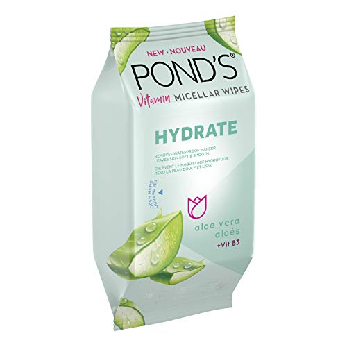 Pond's Vitamin Micellar Wipes For Dry Skin Hydrate Aloe Vera Removes Waterproof Makeup 25 Wipes