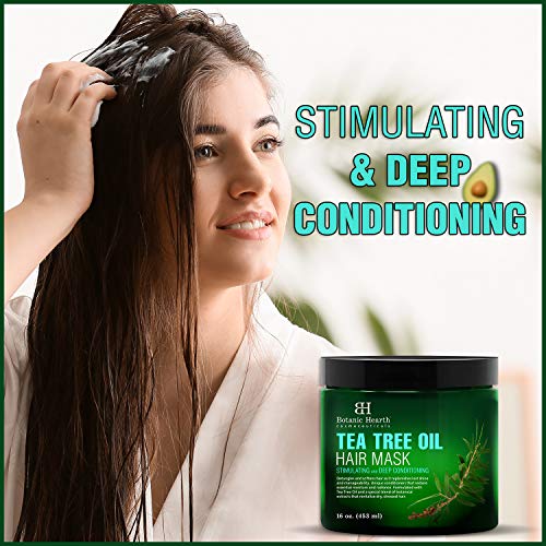 Botanic Hearth Tea Tree Hair Mask & Deep Conditioner, Moisturizes & Protects Hair & Scalp - with Soy Protein, Vitamin E, Collagen, Keratin & Coconut Oil - 16 oz (Packaging May Vary)