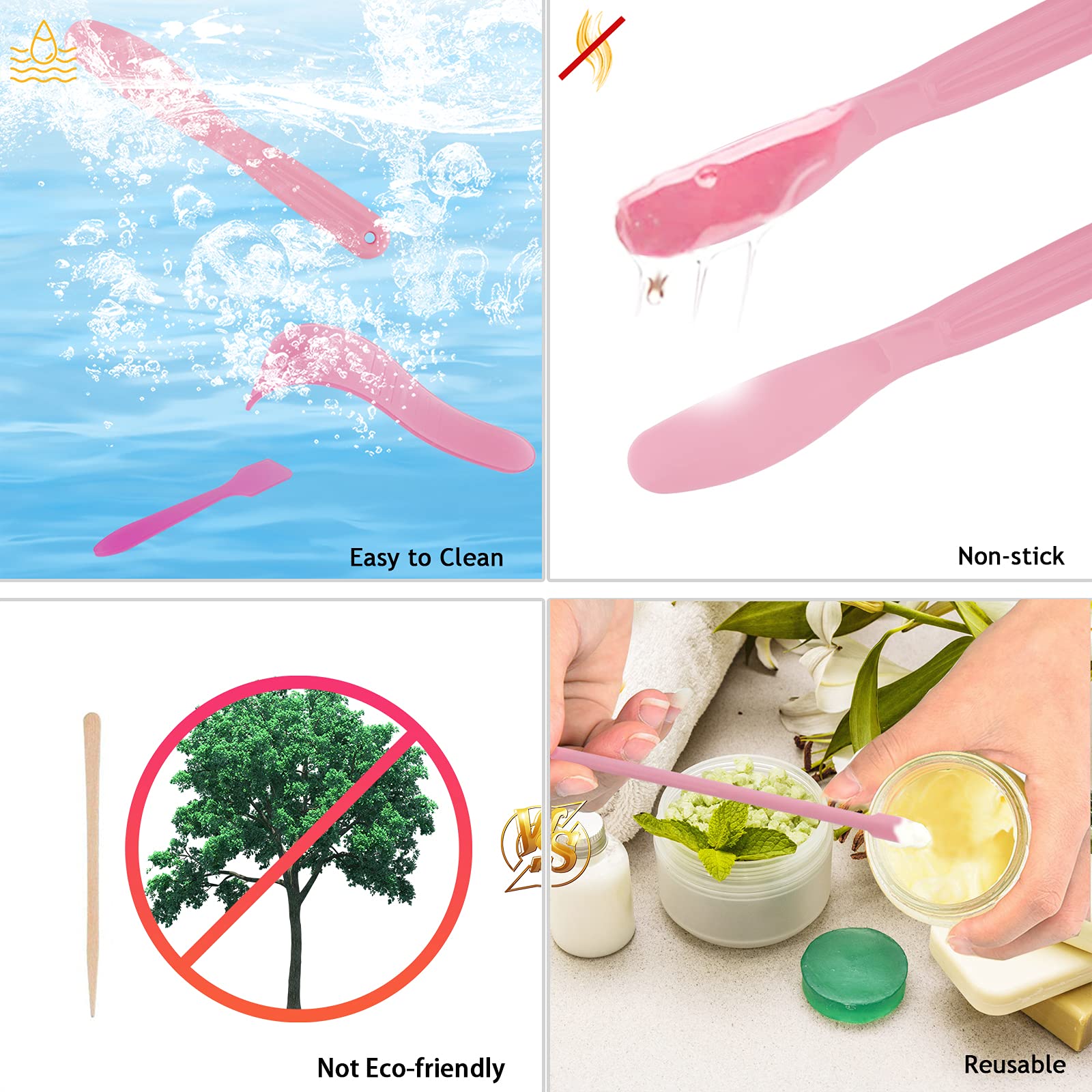TCJJ 16PCS Silicone Wax Spatulas for Beauty Reusable Wax Sticks Hair Removal Waxing Applicators Large Small Area Scraper for Body Waxing