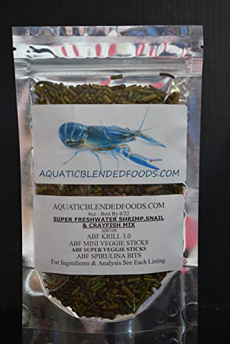 AQUATICBLENDEDFOODS Super Freshwater Shrimp,Snail & Crayfish Food Mix - ABF109 (Veggie & Krill, 4oz)