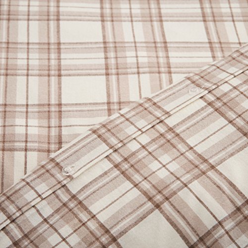 Amazon Brand β Stone & Beam Rustic Plaid Flannel Duvet Cover Set, Twin, Ivory and Cream