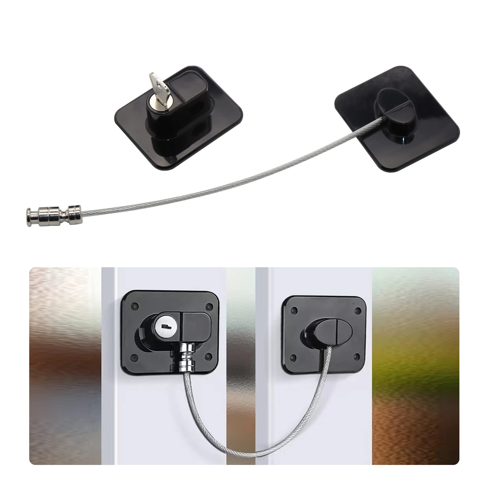 2 Pieces Refrigerator Lock with Strong Adhesive Refrigerator Cabinet Locks with Key for Babies Child Safety for Kitchen Drawers and Windows, Doors and More