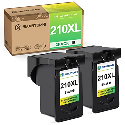 S SMARTOMNI Remanufactured PG-210XL Ink Cartridge Replacement for Canon PG 210 XL for Canon PIXMA MP495 IP2702 MP230 MP240 MP250 MP280 MP480 MP490 MP499 MX330 MX340 MX350 MX410 MX420 Printer (2 Black)