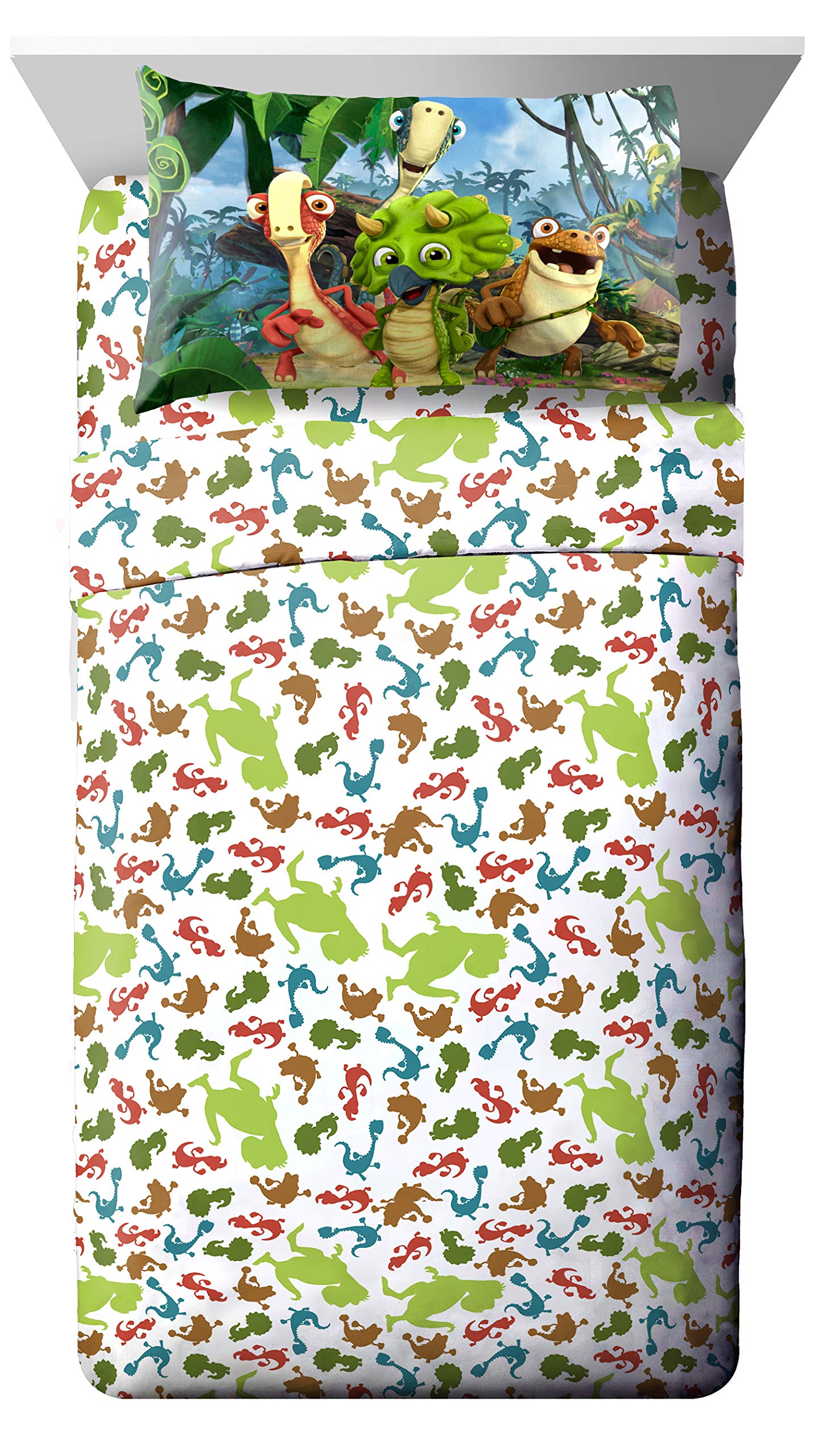 Jay Franco Gigantosaurus 4 Piece Toddler Bed Set – Bed Set Includes Toddler Size Comforter & Sheet Set - Bedding Features Dinosaur Rocky, Bill, Tiny, & Mazu (Official Gigantosaurus Product)