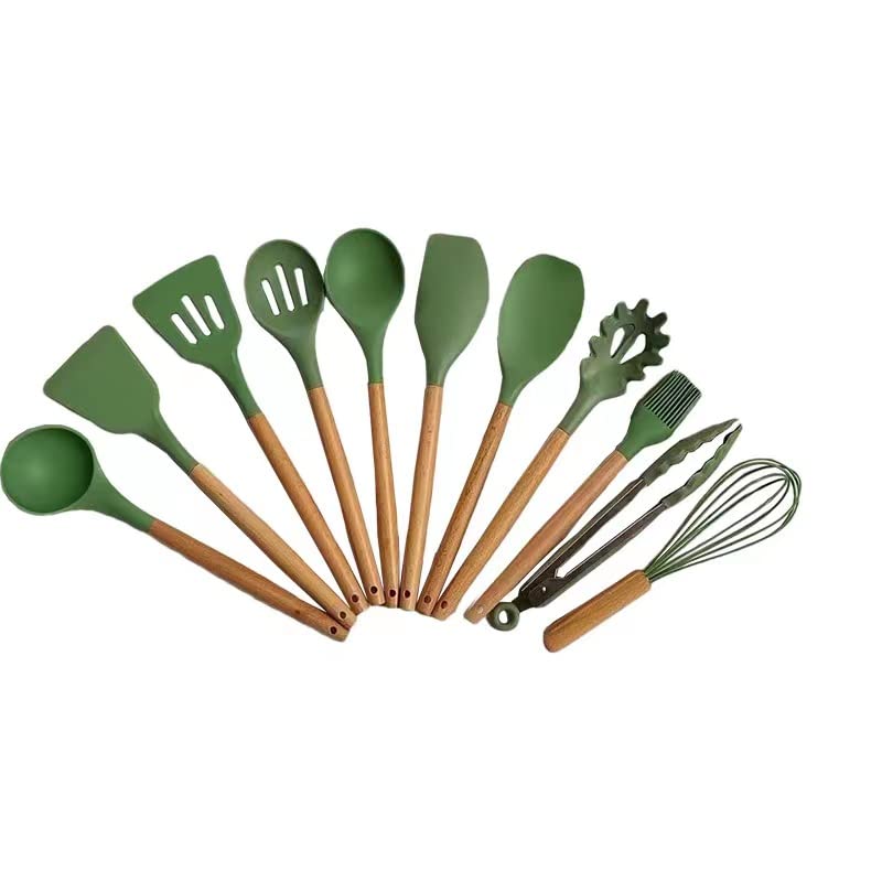 13 Pcs Chef Kitchen Cooking Utensils Set, Silicone Kitchen Gadgets Utensil Set (Olive Green)
