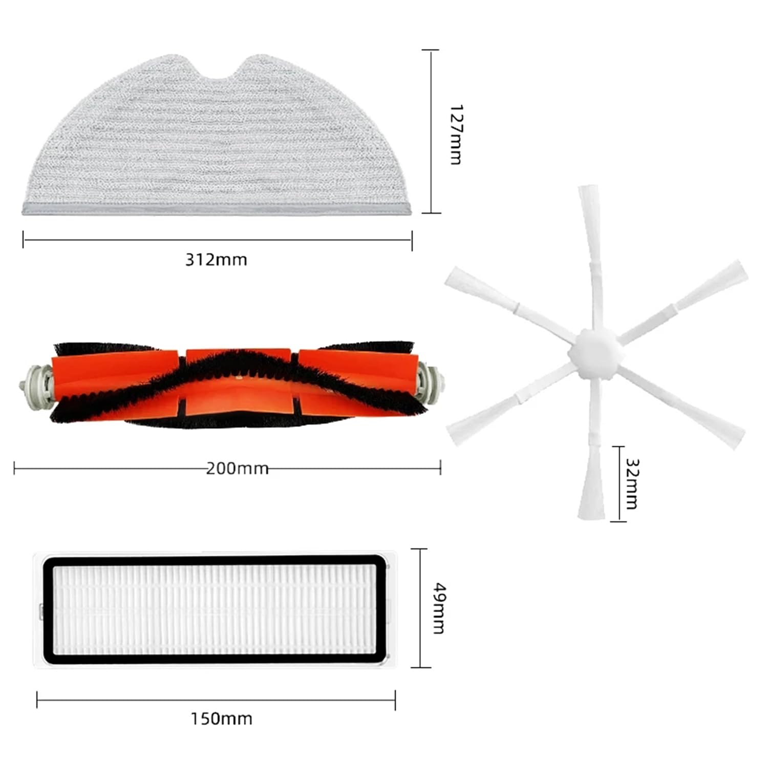 13 PCS Parts Compatible with Xiaomi Mi 1C STYTJ01ZHM Mijia, Replacement Spare Part Main Side Brush Hepa Filter Mop Rag Accessories