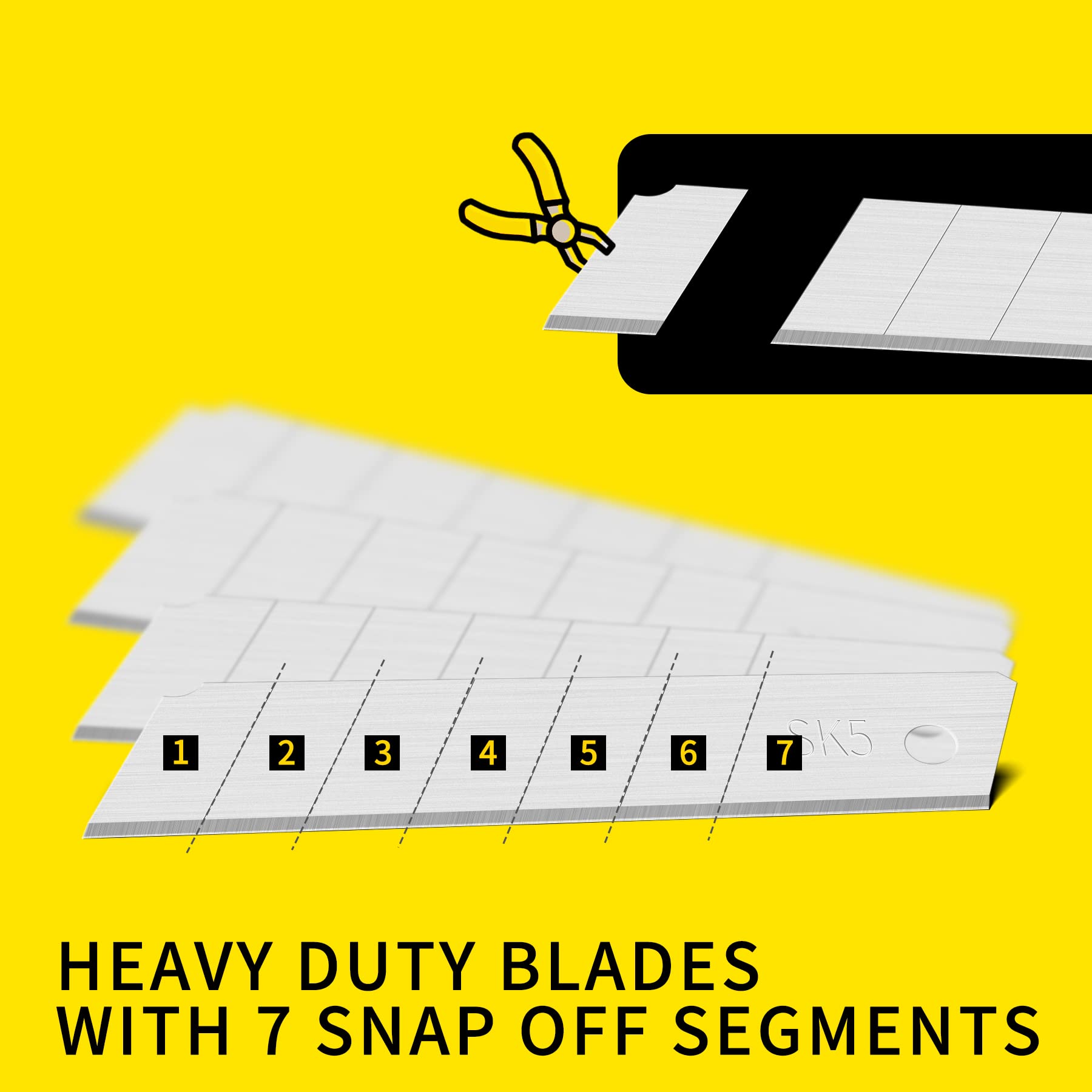 25MM Heavy Duty Utility Knife, Box Cutter SK-5 Retract Blades, Snap-Off Cutters with Rubber Grip for Cardboard, Boxes, DIY Crafts (20-Pack Replacement Blades)
