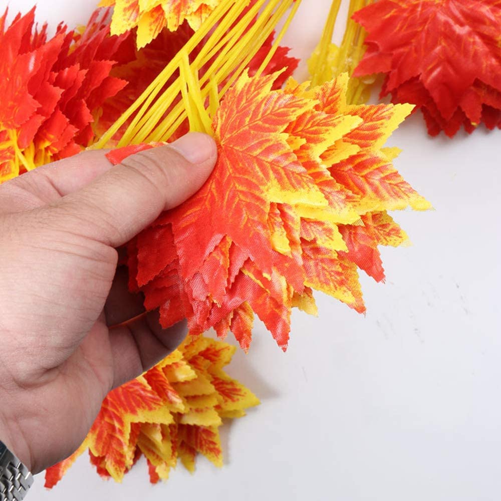 12 Pack Fall Leaves Leaf Garland Hanging Vines Artificial Maple Thanksgiving Decor for Home Wedding Fireplace Party Bedroom Kitchen Restaurant DIY Christmas Table Decorations Flower Garden