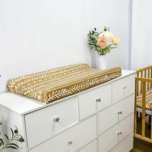 2 Pack Fitted Crib Sheets and Changing Pad Covers for Girl, Soft and Comfortable, Retro Brown Flower