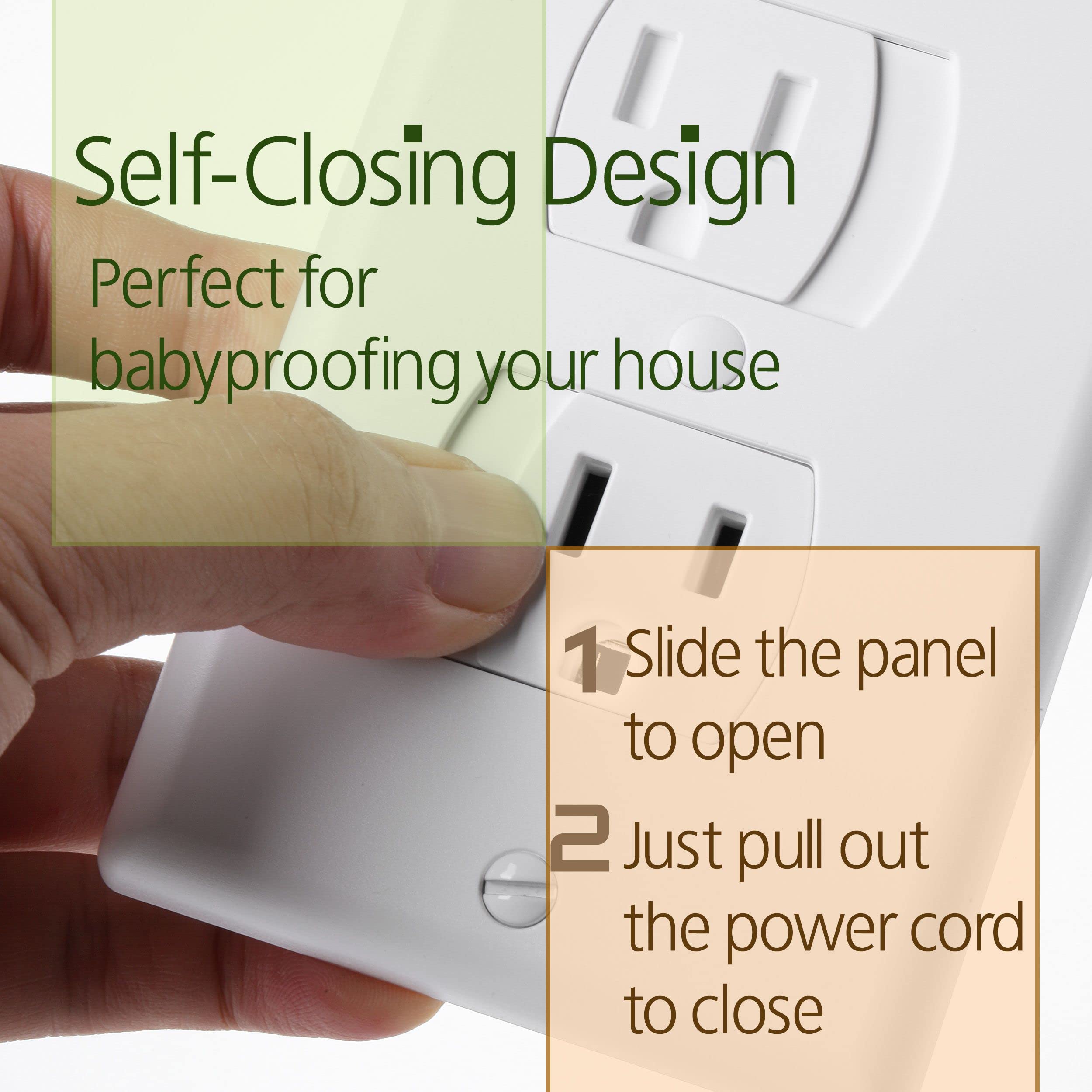Bates- Self Closing Outlet Covers, 2 Pack, Sliding Outlet Covers, Outlet Cover, Outlet Covers Baby Proofing, Baby Outlet Cover, Baby Proofing Outlet Cover, Plug Covers for Electrical Outlets