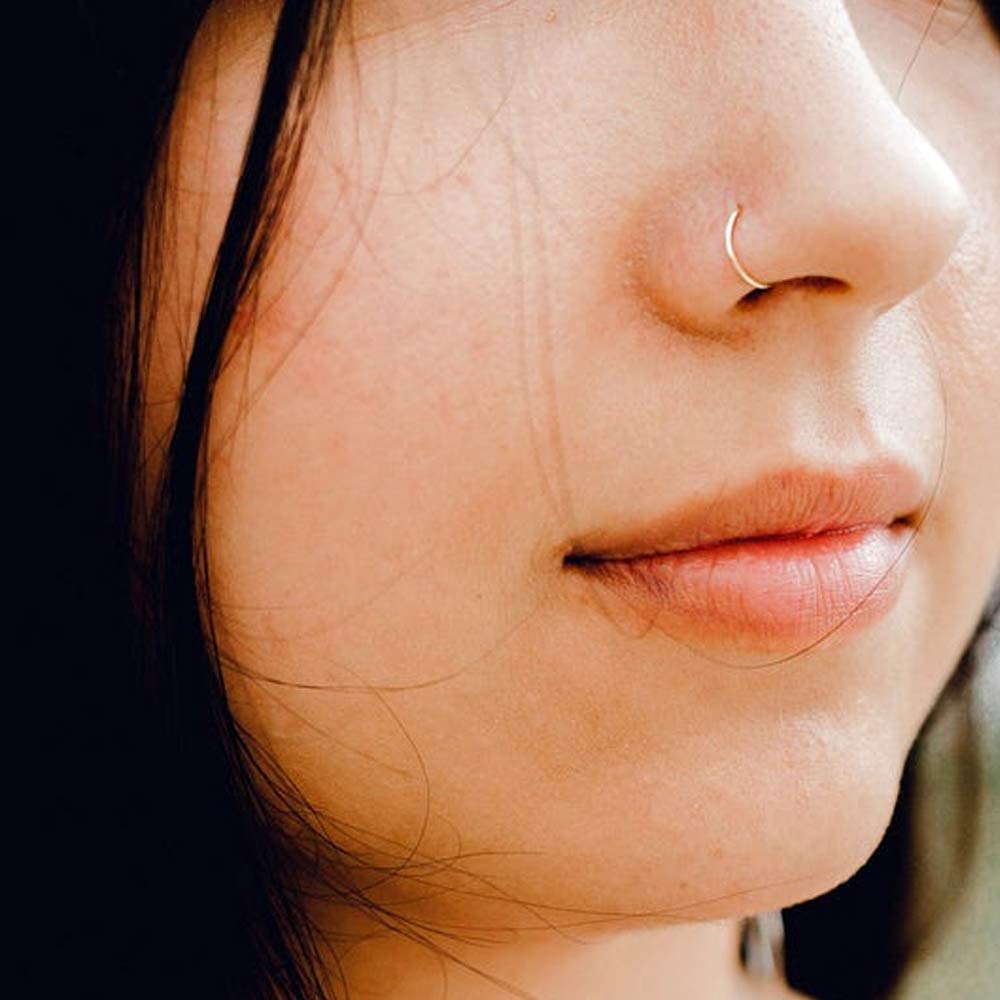 14K Rose Gold 22 Gauge - 10MM Diameter Seamless Continuous Open Hoop Nose Piercing Ring Jewelry