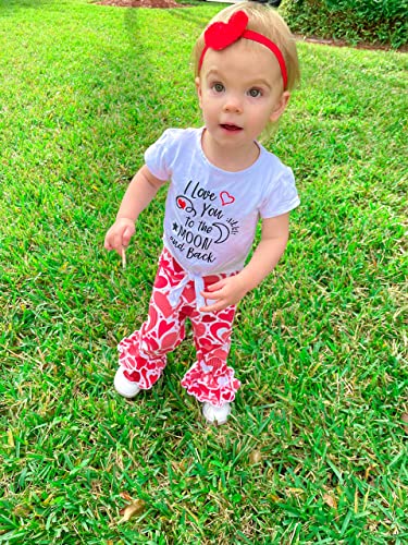 Unique Baby Girls Valentines Day Love You to the Moon 2pc Set (6, Moon)