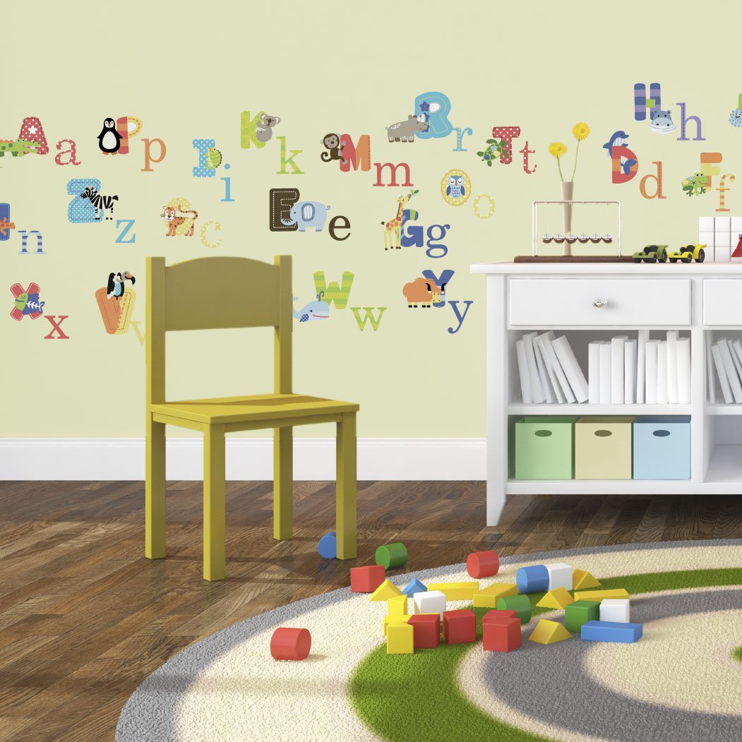 Animal Alphabet Nursery Peel & Stick Wall Art Sticker Decals for Boys and Girls (Alphabet)