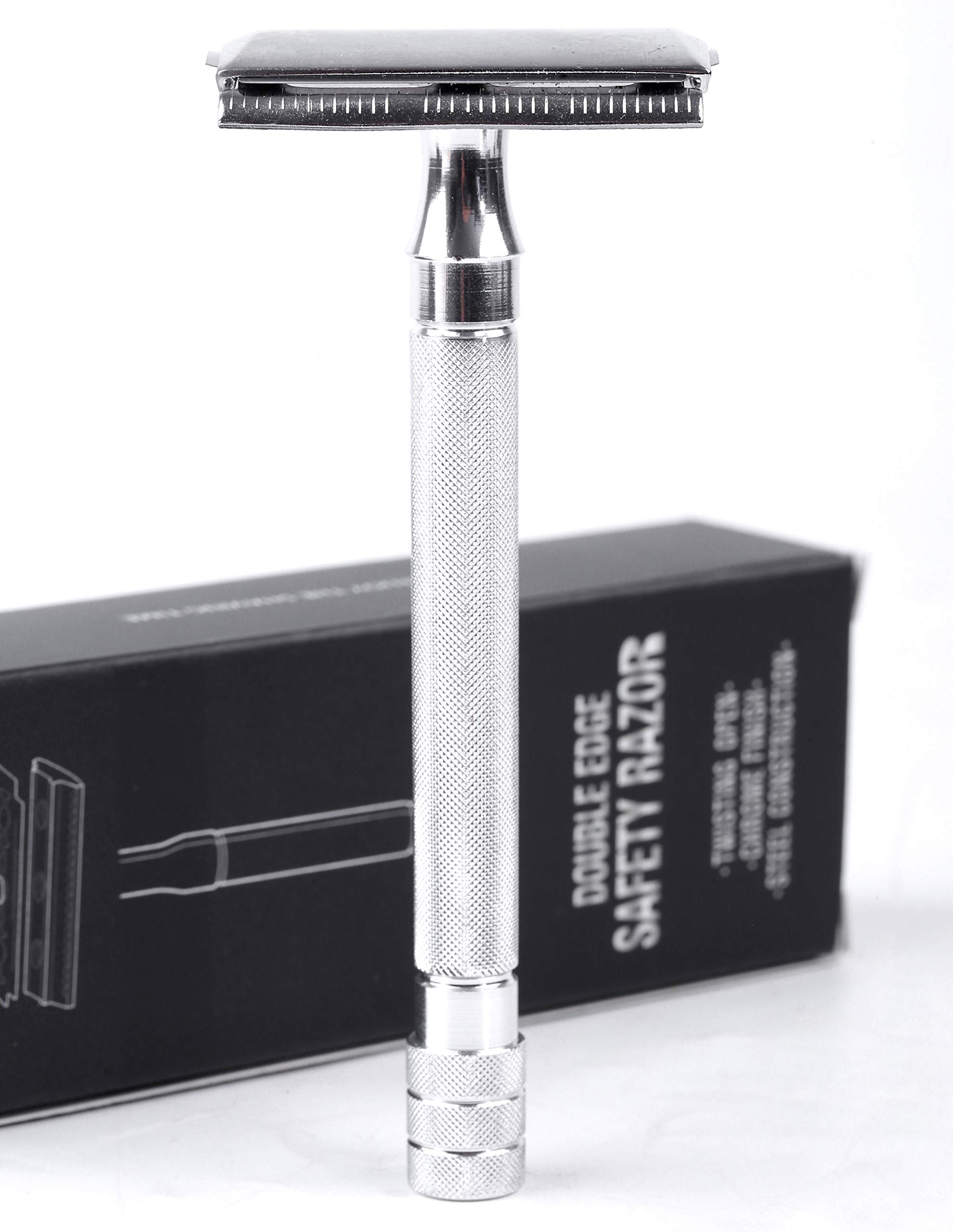 Tianwei Double Edge Safety Razor for Men & Women | Silver Waste Free Sided Vintage Shaving Fits All Edged Blades Zero Timeless