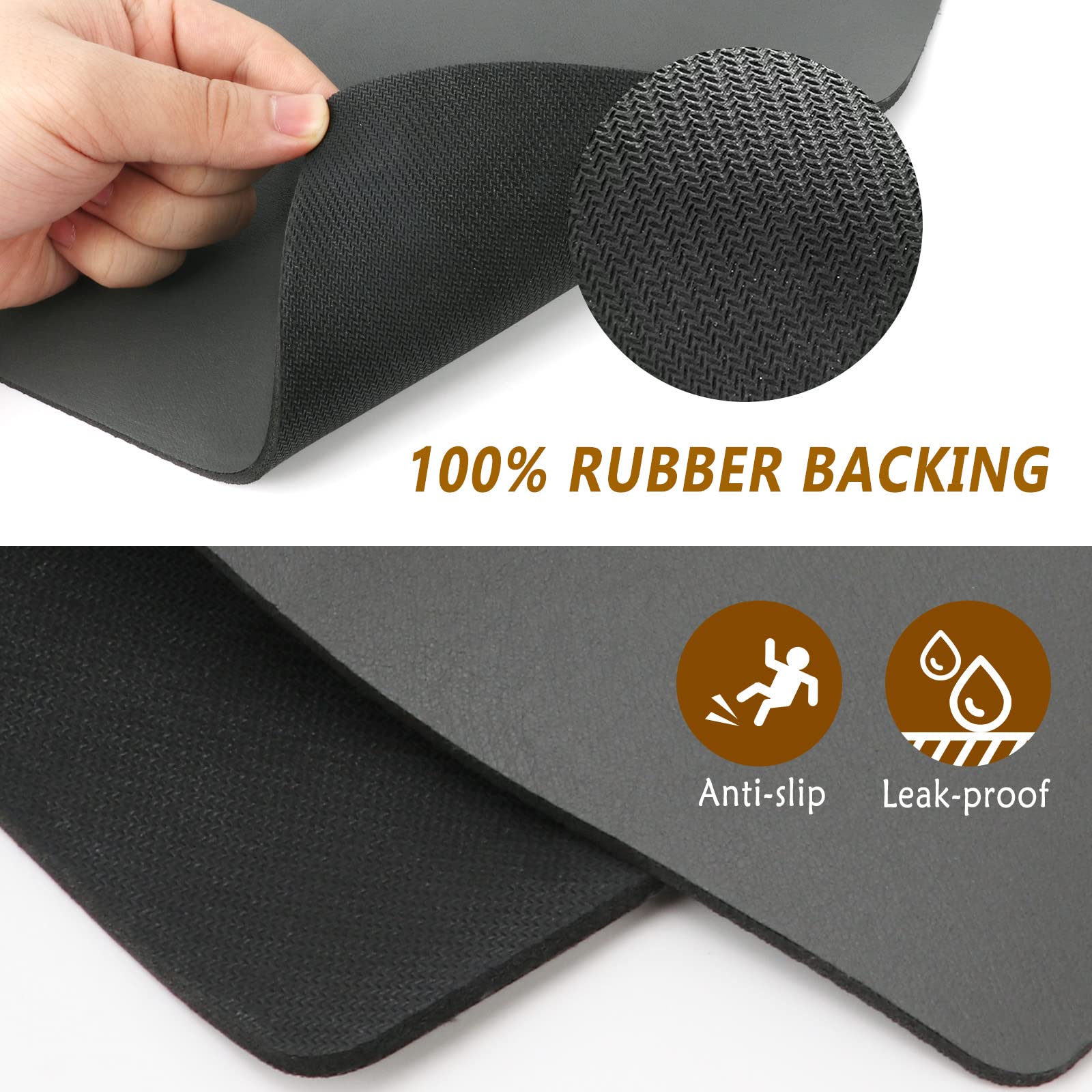 12" X 19" Coffee Mat for Countertops : Super Absorbent Versatile Coffee Bar Accessories for Coffee Makers, Espresso Machines, and Dish Drying, Black