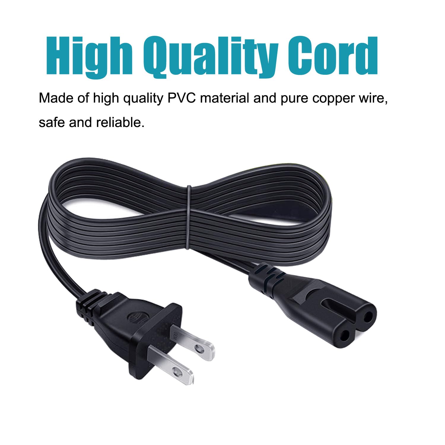 2 Prong Power Cord for JBL PartyBox Party Box 300 1000 100 200 Bluetooth Speaker Audio System Power Cord Replacement 8ft IEC C7 AC Cable