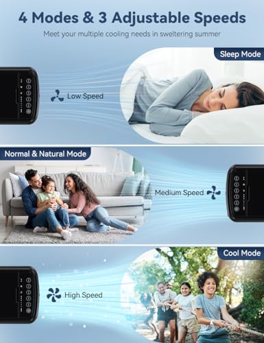 3-IN-1 TEMEIKE Swamp Cooler Air Conditioner, Evaporative Air Cooler w/ 4 Modes & 3 Speeds, 12H Timer & Remote & Dual Water Tank, 65ยฐ Oscillating Air Conditioner Portable for Bedroom