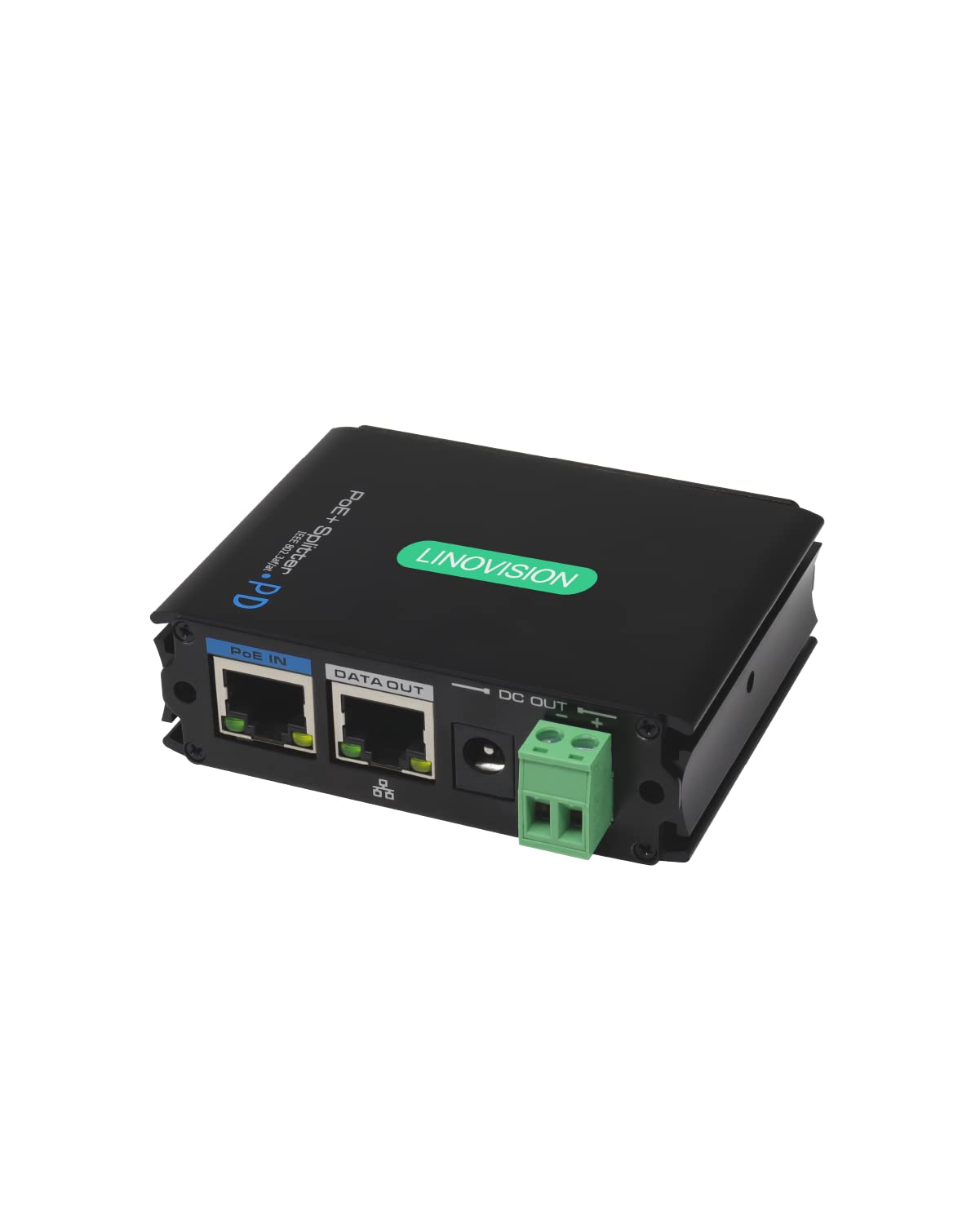 LINOVISION Industrial Gigabit POE+ Splitter with DC12V/DC24V/ POE 24V Output, Wide Voltage Input, IEEE802.3af/at POE to DC Power Supply for Security Cameras, Access Control Systems