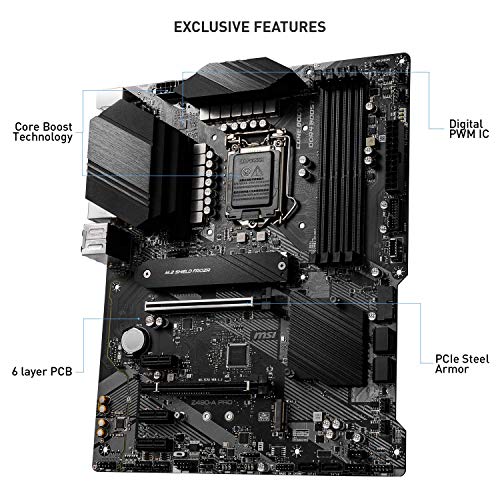 MSI Z490-A PRO ProSeries ATX Motherboard (10th Gen Intel Core, LGA 1200 Socket, DDR4, Dual M.2 Slots, USB 3.2 Gen 2, 2.5G LAN, DP/HDMI) (Renewed)