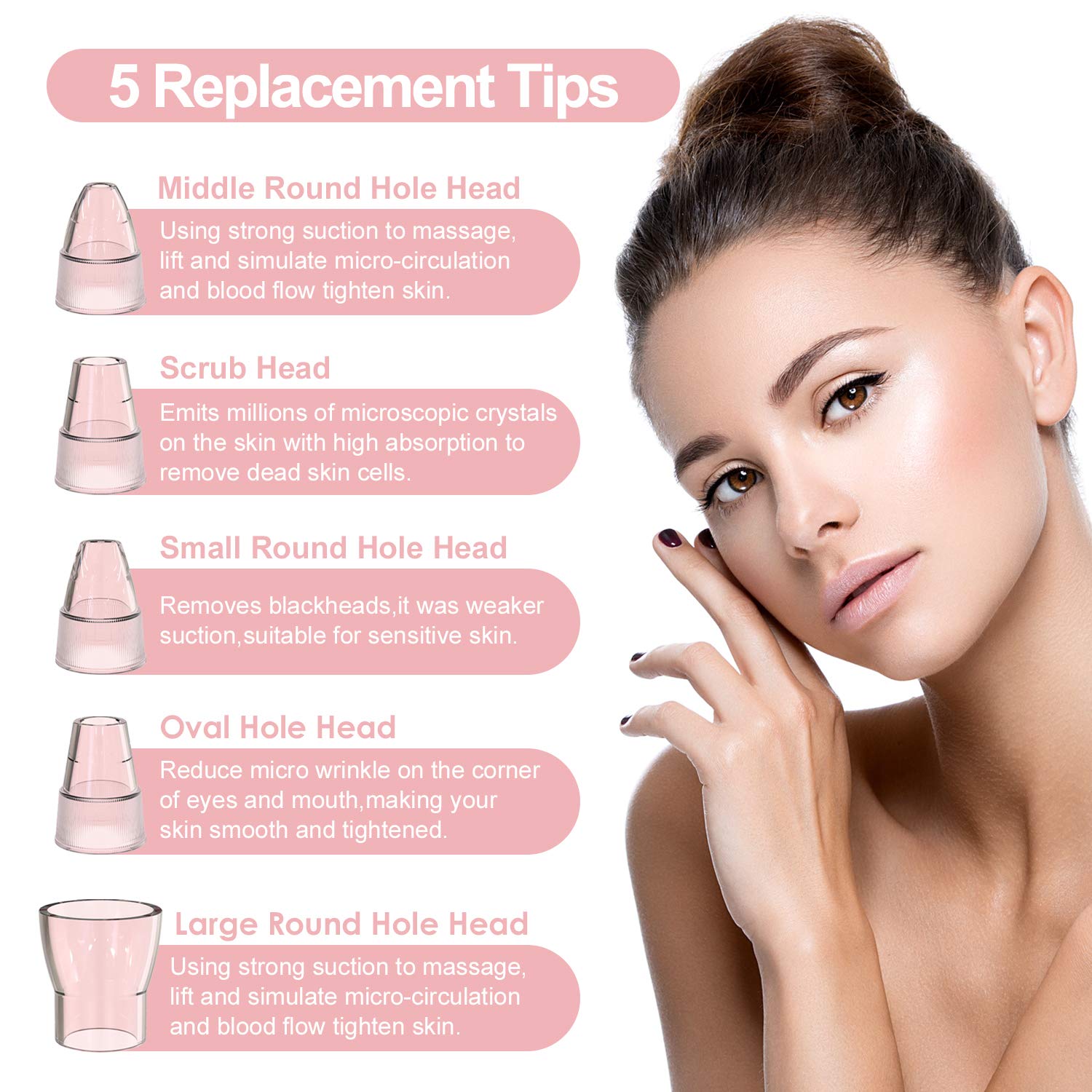 Blackhead Remover Pore Vacuum with Hot Compress- 2025 Upgraded Electric Face Cleaner Pore Extractor Pimple Extractor Acne White Heads Removal Tool with 5 Suction Head LCD Screen and Base