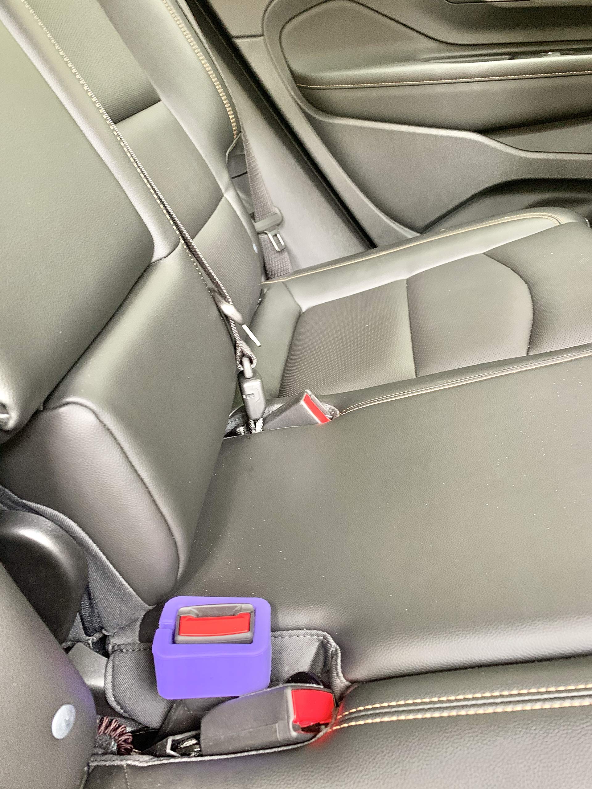 BPA-Free Car Seat Belt Buckle Booster - Keeps Your Receptacle Stable & Upright – with Kid Safety Sticker Set Gift (2-Pack, Combo Pack (1 Tall + 1 Short))