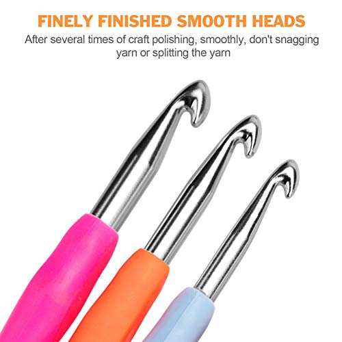 BCMRUN Crochet Hooks Set,14 PCS 2mm(B)-10mm(N) Ergonomic Soft Grip Handles Yarn Knitting Needles Kit with Case for Arthritic Hands, Extra Long Knit Needles, Best Gift for Women