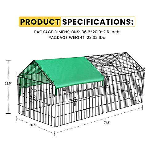 DEStar 71โ x 30โ Foldable Outdoor Backyard Metal Coop Chicken Cage Enclosure Duck Rabbit Cat Crate Playpen Exercise Pen with Weather Proof Cover