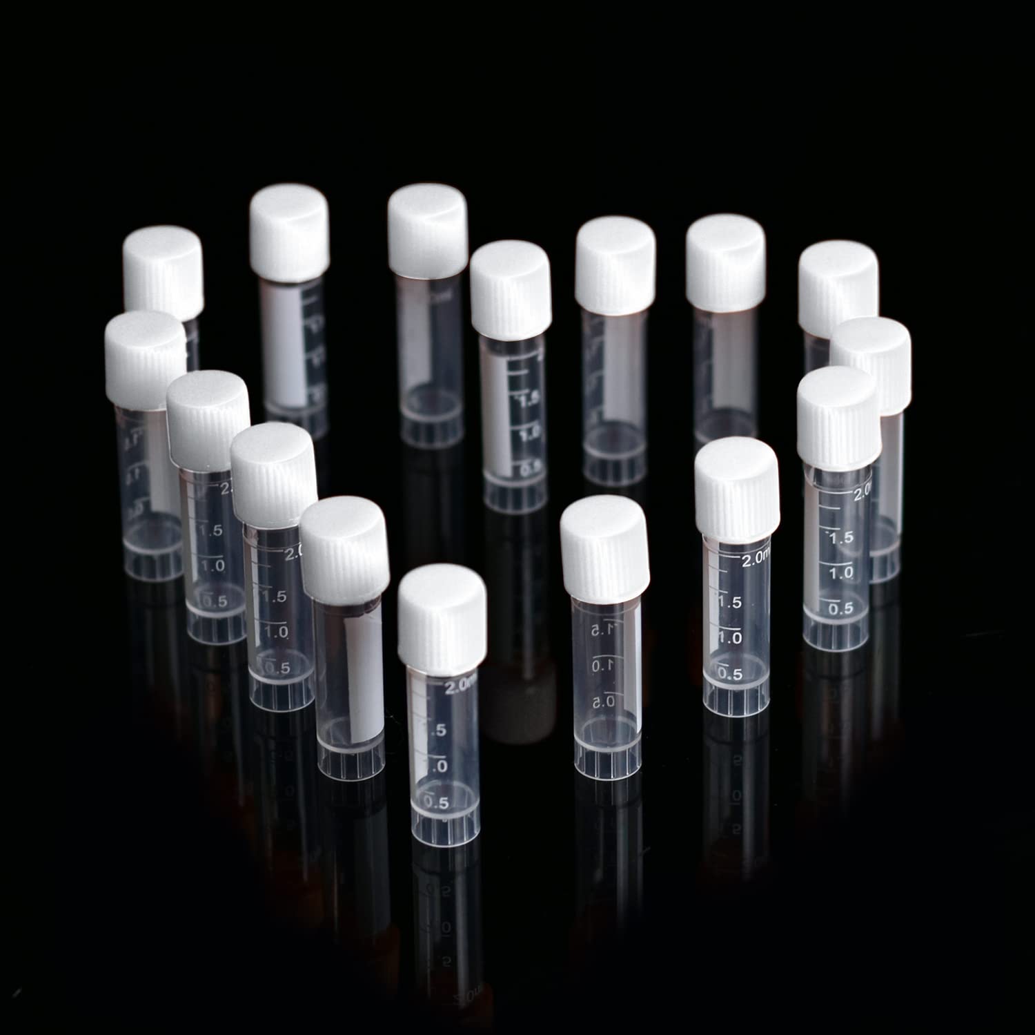 60 Pack Small Plastic Vials with Caps 2ml Lab Vials Screw Top Vials Cryogenic Vial Lab Frozen Test Tubes Small Vial Tub Container for Laboratory School Science Educational